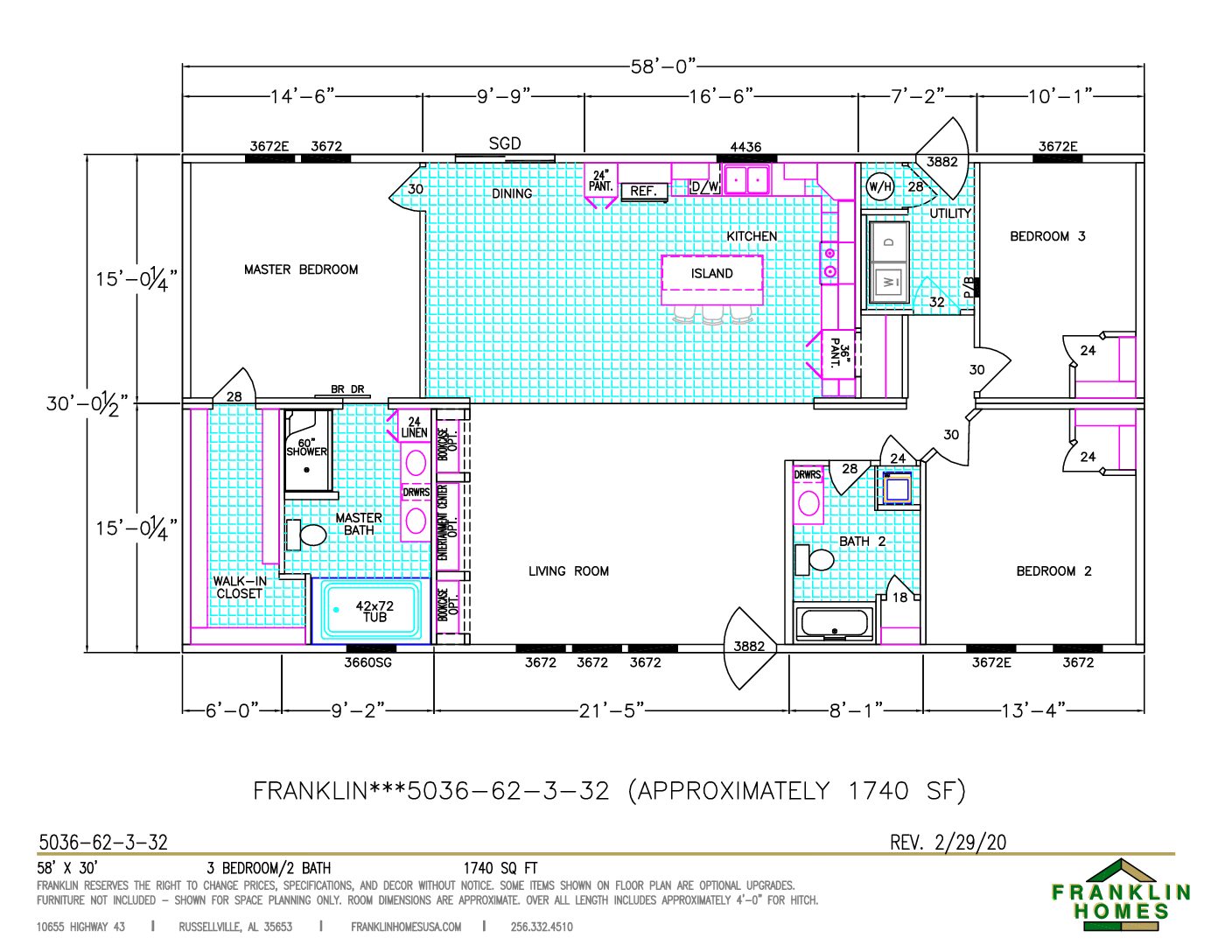 3 Bedroom Floor Plan: F-5036 "The Riverview" - Hawks Homes